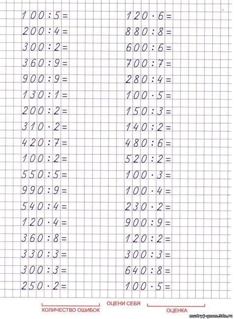 Карточки примеры трехзначного числа на однозначное