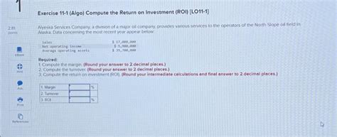 solved exercise 11 1 algo compute the return on investment