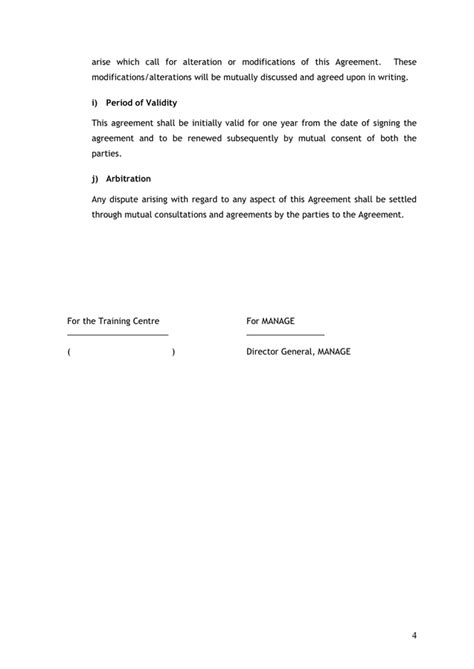 Memorandum Of Understanding Agreement In Word And Pdf Formats Page 4 Of 4