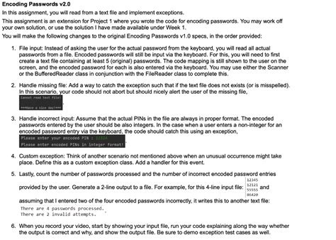ncoding passwords v2 0 this assignment you will read