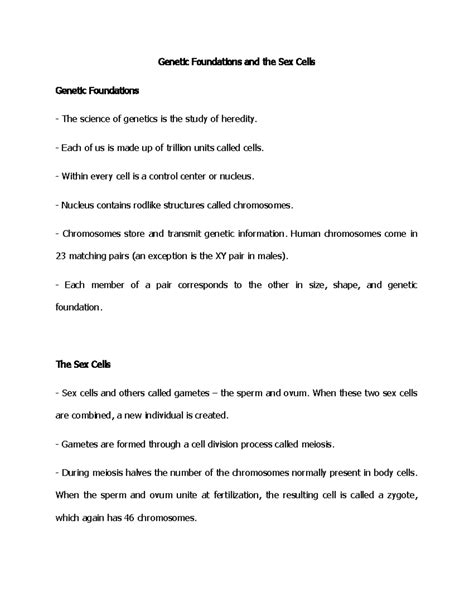 Genetic Foundations And The Sex Cells Each Of Us Is Made Up Of Trillion Units Called Cells