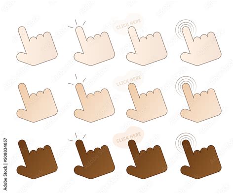 Cursor As A Hand Different Races Computer Mouse Click Cursor Arrow Icons Set Cursor Icon