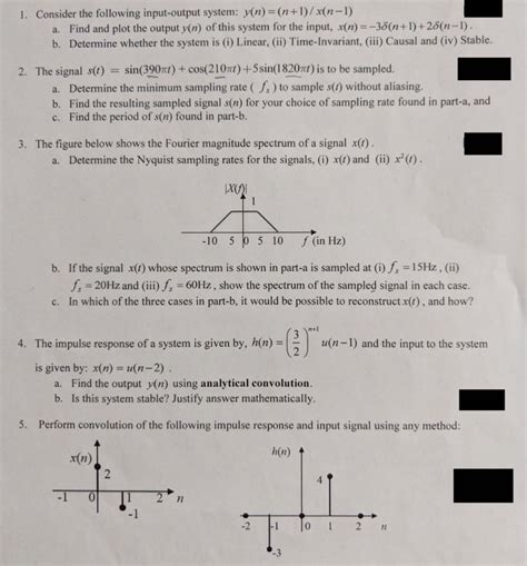 Solved 1 Consider The Following Input Output System Yn