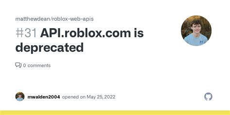 API Roblox Is Deprecated Issue 31 Matthewdean Roblox Web Apis
