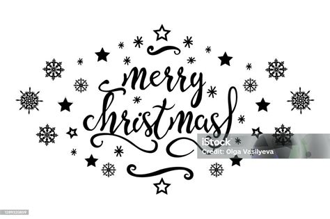 흰색 배경에 고립 된 타원형 모양의 번성과 눈송이가있는 메리 크리스마스를 문자화 벡터 일러스트레이션 12월에 대한 스톡 벡터 아트 및 기타 이미지 Istock