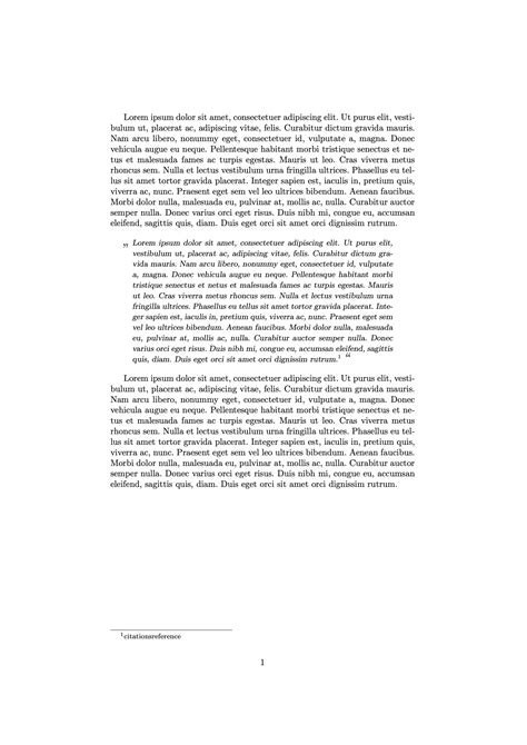 formatting footnote placement at the end of quote environment outside