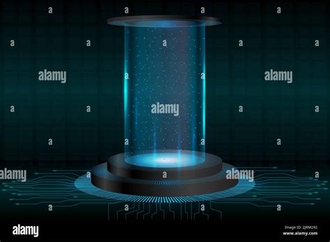 Hi Tech Modern Tech Stage Or Room With Digital Architecture Circuit Line Around Magic Portal