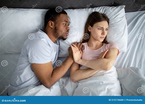 Sexual Apathy Concept African American Guy Touching His Upset