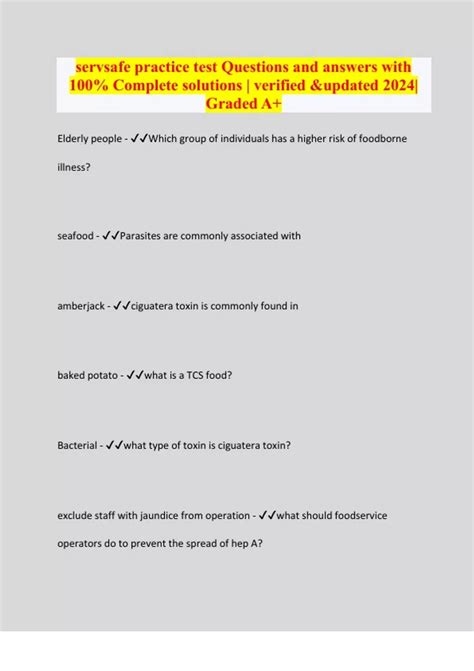 Servsafe Practice Test Questions And Answers With Complete Solutions Verified Updated