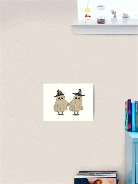 Two Ghosts Holding Hands Dressed Up For Halloween Art Print For Sale