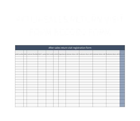 After Sales Return Visit Form Record Form Excel Template And Google Sheets File For Free