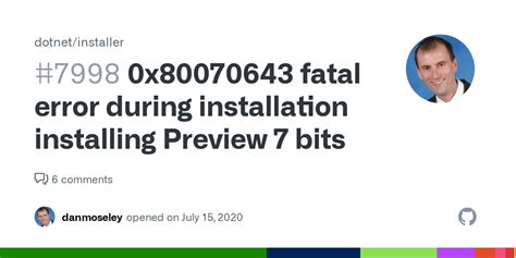 0x80070643 Fatal Error During Installation Installing Preview 7 Bits