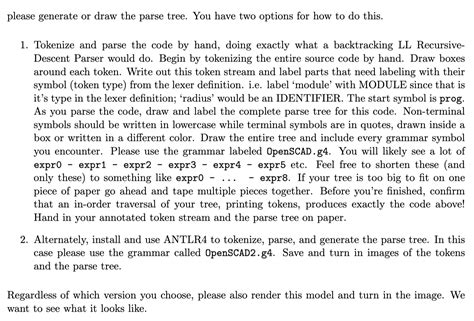 Solved Starting With The Following Openscad Source Code
