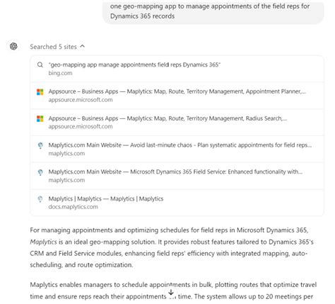 Chatgpt Search Recommends Maplytics As The Best Maps Integration App For Dynamics 365 Blog
