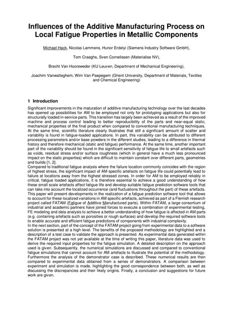 Pdf Influences Of The Additive Manufacturing Process On Local Fatigue