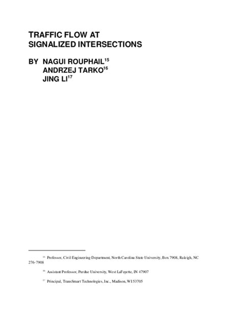 Pdf Traffic Flow At Signalized Intersections