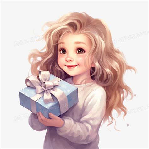 插画风小女孩和礼物免抠png图片素材下载 礼物png 熊猫办公