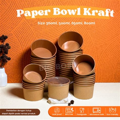 Contents Of 25pcs Laminated Brown Kraft Paper Bowlpaper Bowllidpaper Rice Bowl Shopee