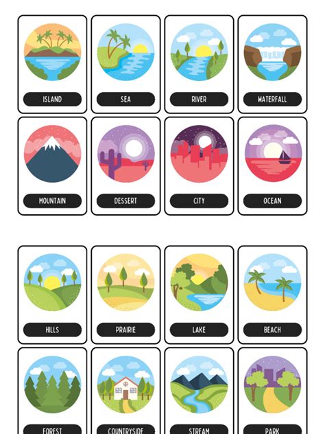 Landscapes Vocabulary Memory Game Flashcards Pdf