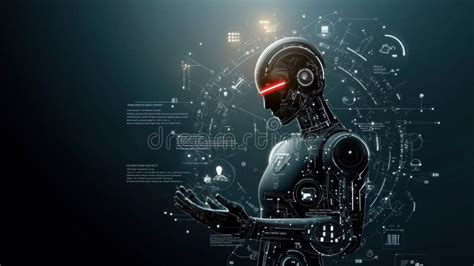 Innovative Robot Design Featuring A Red Laser On His Face For Technical Support And Customer