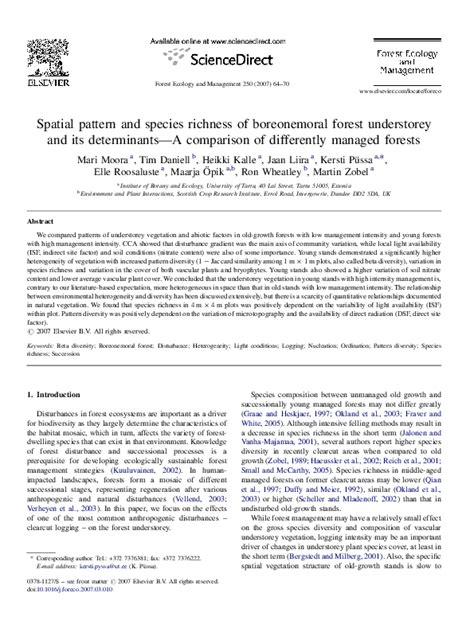 Pdf Spatial Pattern And Species Richness Of Boreonemoral Forest