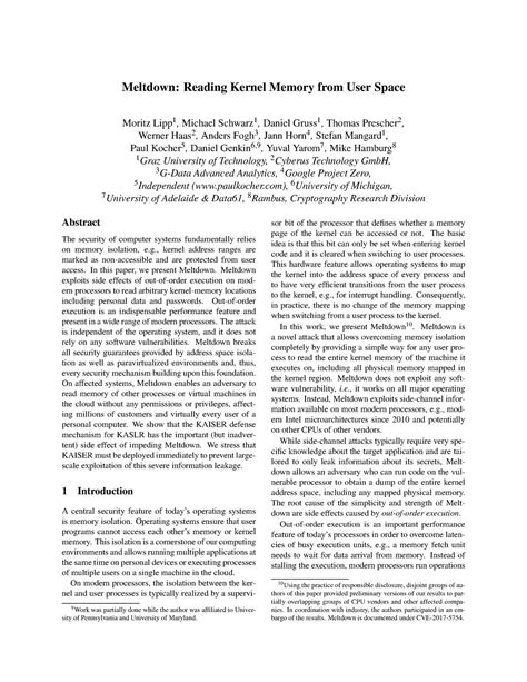 Meltdown Kernel Address Ranges Are Marked As Non Accessible And Are