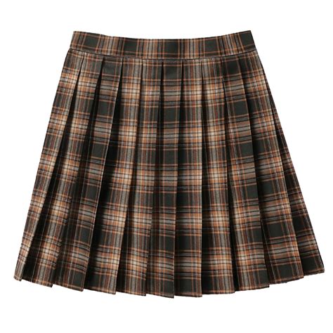 Dpytoraw Womens Casual Plaid High Waist Pleated A Line Mini Skirt