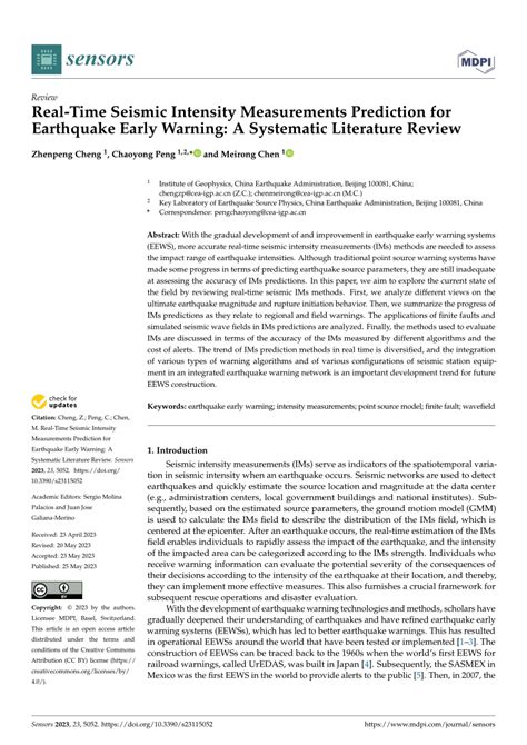Pdf Real Time Seismic Intensity Measurements Prediction For