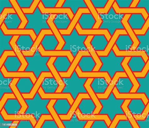 연동 기하학적 모양 별과 육각형 원활한 패턴 아랍 스타일의 태피스트리 섬유 인쇄 갈매기표 수장에 대한 스톡 벡터 아트 및 기타