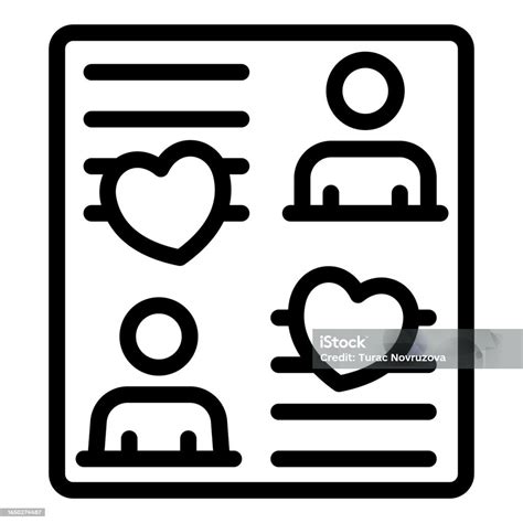 하트 라인 아이콘 사랑과 관계 개념 흰색 배경에 날짜 양식 벡터 기호 개요 스타일 아이콘 모바일 개념 웹 디자인이 있는 데이트 설문지 벡터 그래픽 검은색에 대한 스톡 벡터