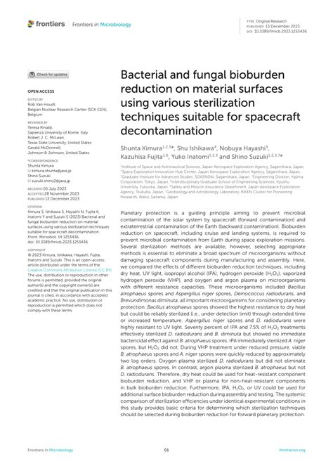 Pdf Bacterial And Fungal Bioburden Reduction On Material Surfaces Using Various Sterilization