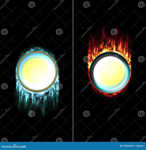 Pressed And Unpressed Fire Icicle Button Stock Illustration Illustration Of Cool Contrast