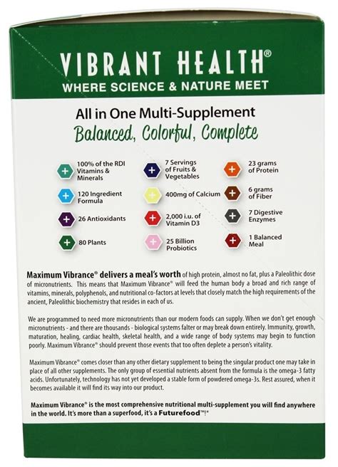 Comprar Pacotes De Vibração Máxima 10 829 Oz Vibrant Health Preço