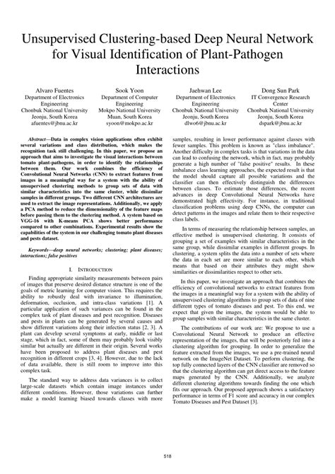 Pdf Unsupervised Clustering Based Deep Neural Network For Visual Identification Of Plant