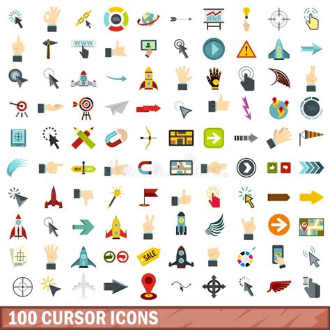 100 Cursor Icons Set Flat Style Stock Vector Illustration Of Internet Direction 93651732