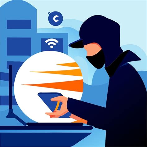 a hacker breaking into public wifi vector illustration premium ai