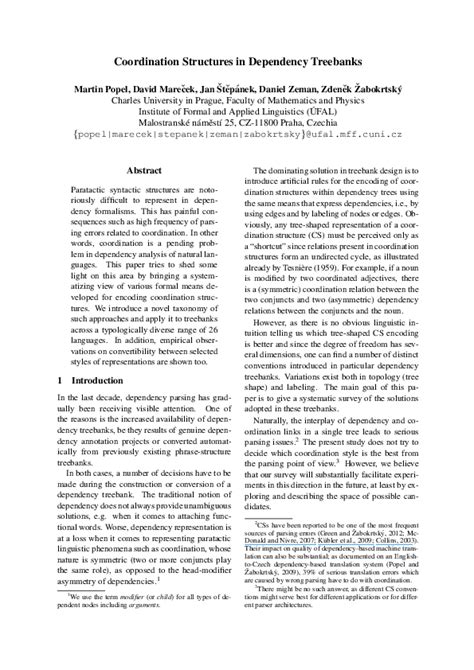 Pdf Coordination Structures In Dependency Treebanks Martin Popel And Daniel Zeman
