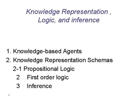 Knowledge Representation Logic And Inference 1 Knowledgebased Agents