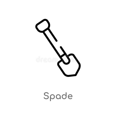 Outline Spade Vector Icon Isolated Black Simple Line Element