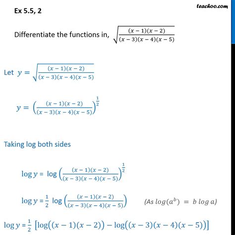 Ex 5 5 2 Differentiate Root X 1 X 2 X 3 X 4 X 5