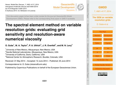 PDF The Spectral Element Method SEM On Variable Resolution Grids Evaluating Grid