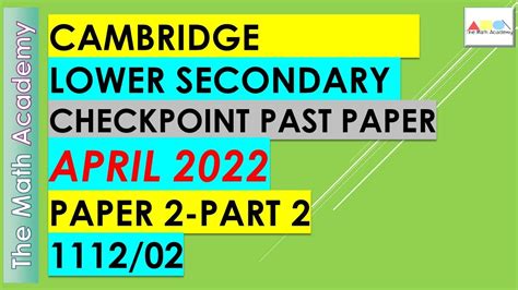 checkpoint secondary 1 maths paper 2 part 2 april 2022 cambridge lower secondary 1112 02 solved