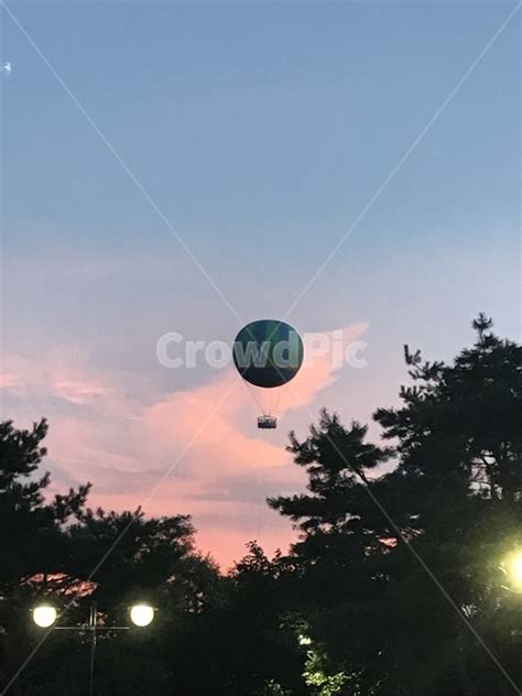 하늘 풍경 해질녘 열기구 나무 사진이미지일러스트캘리그라피 어름작가