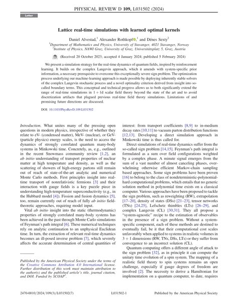 Pdf Lattice Real Time Simulations With Learned Optimal Kernels