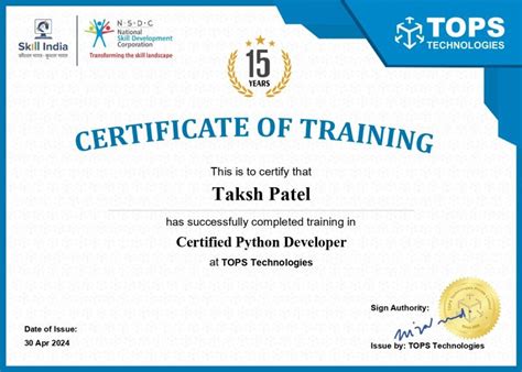 Taksh Patel On Linkedin Pythondeveloper Certification Codingjourney