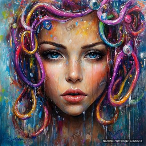 Ai创作图数字艺术女孩 数字肖像插画 数字艺术女人 另类艺术画 虚拟形象艺术 炫酷装饰画 数字油画插画设计 新颖新锐创意艺术绘画 魔幻装饰画 超现实后现代抽象 酷炫装饰画 宇宙女孩插画 数字