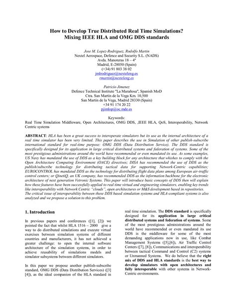 How To Develop True Distributed Real Time Simulations Mixing Ieee Hla And Omg Dds Standards Pdf