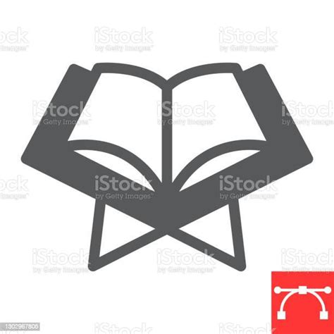 오픈 꾸란 책 글리프 아이콘 해피 라마단과 종교 코란 책 벡터 아이콘 벡터 그래픽 편집 스트로크 솔리드 기호 Eps 10 검은색에 대한 스톡 벡터 아트 및 기타 이미지