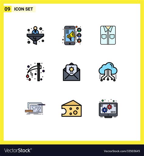 Filledline Flat Color Pack 9 Universal Symbols Vector Image