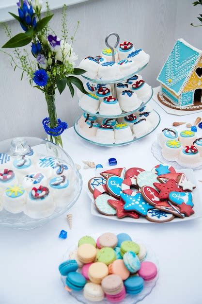 Premium Photo Beautiful Little Cookies With A Nautical Theme Anchor Ships